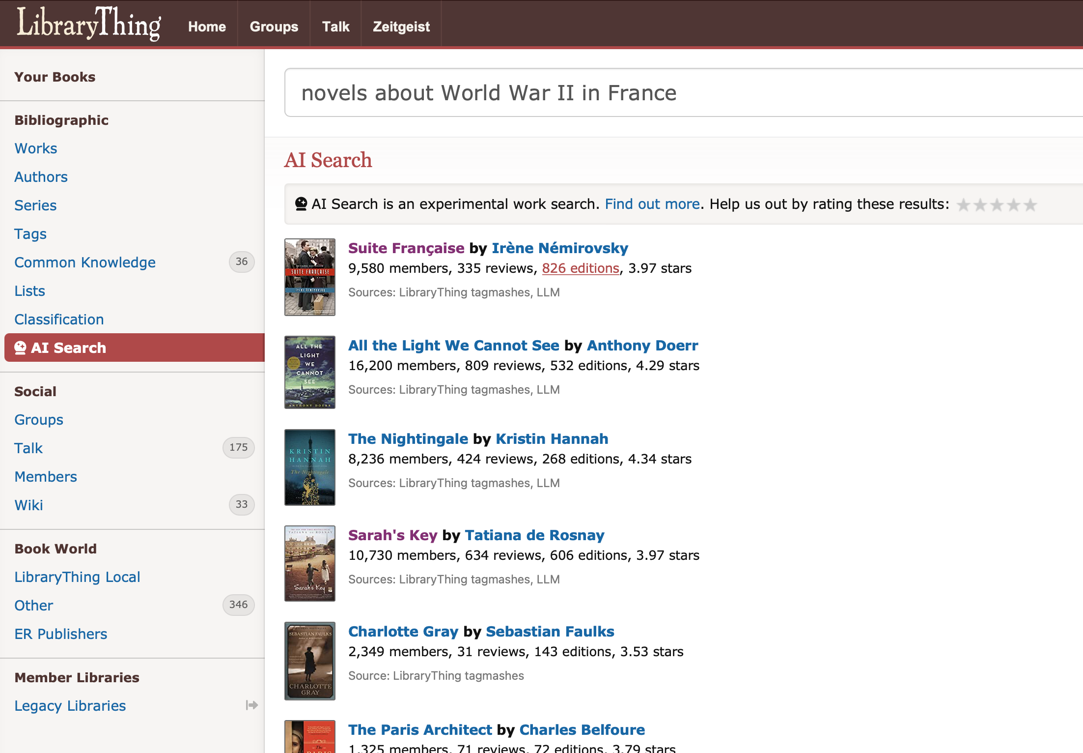 Relaunch: "AI Search," Version 2 | New features | LibraryThing